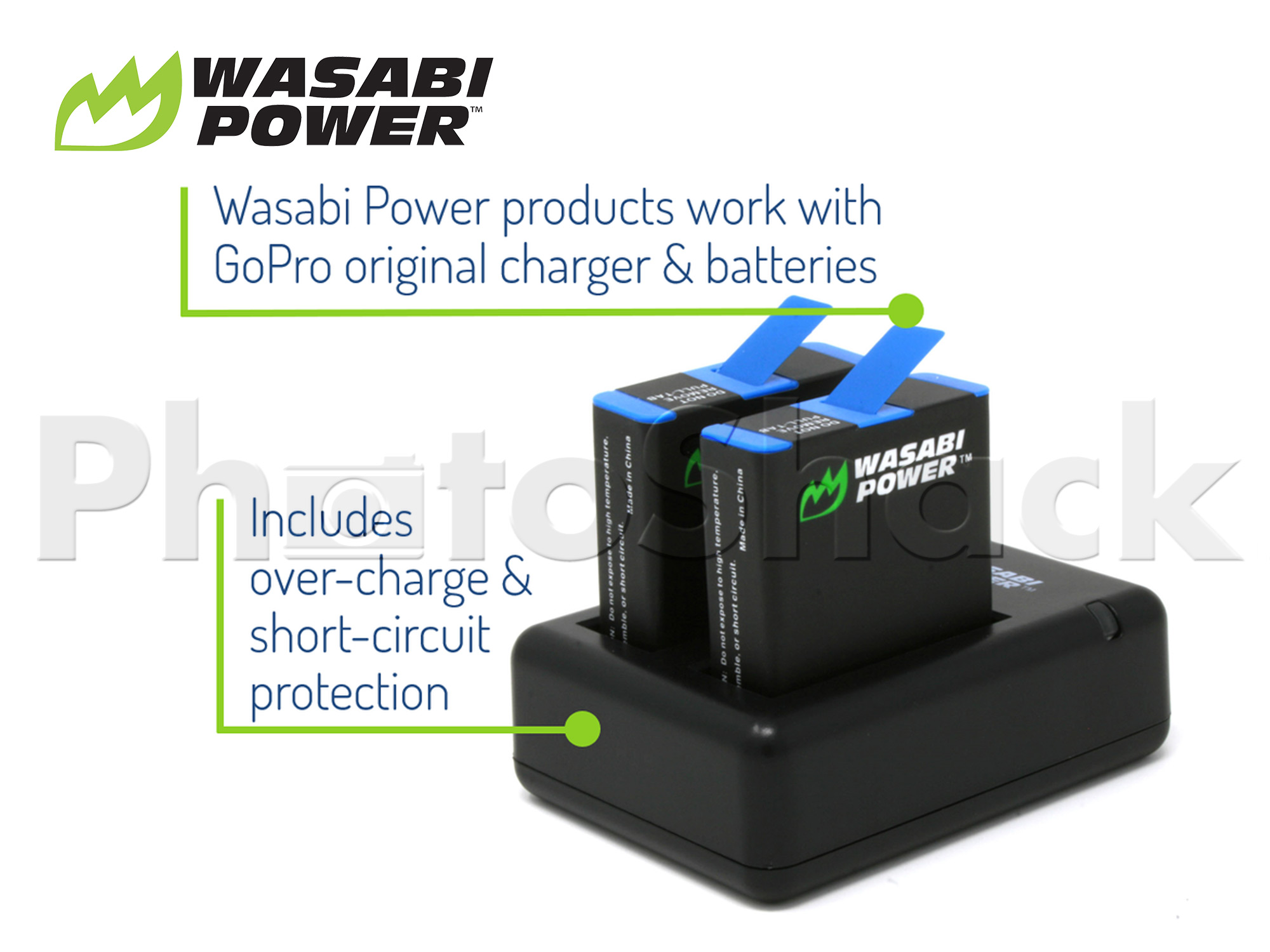 AHDBT801 GoPro Hero 8 Battery (2 Pack + Dual Charger) - Wasabi Power ...